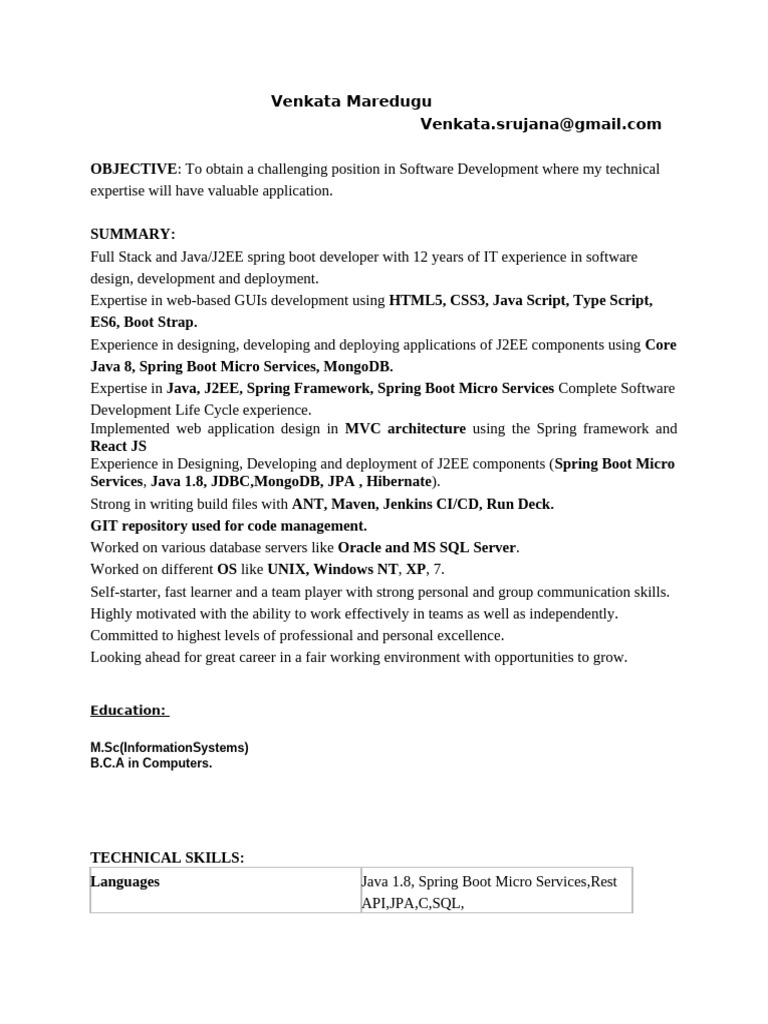 Full Stack Java Developer Resume | PDF | Spring Framework | Java ...