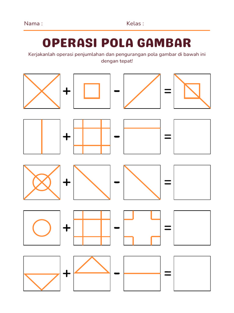 Operasi Penjumlahan Dan Pengurangan Pola Gambar Lembar Kerja Koding ...