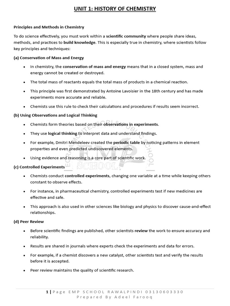 Unit 1 Chemistry NBF 10th | PDF | Chemistry | Atoms