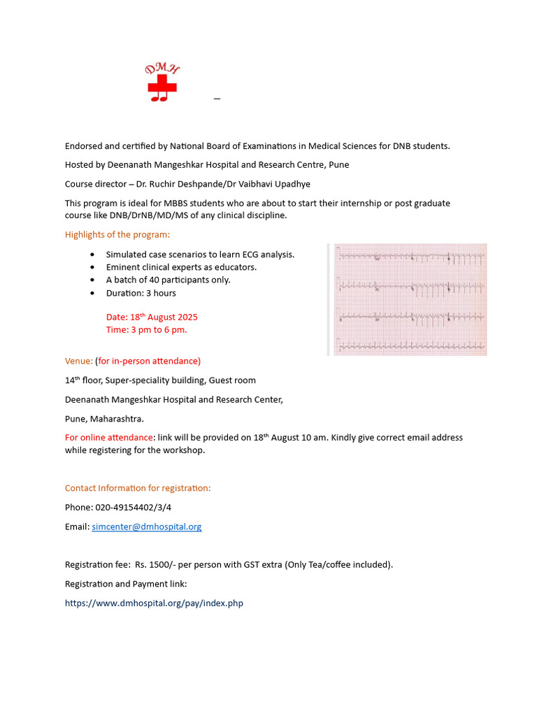 DMH - Basic & Advanced Ecg Updated Brochure | PDF