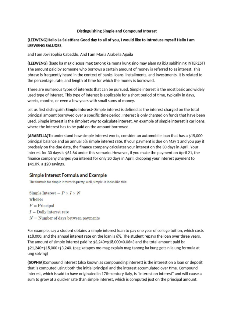Understanding Simple vs. Compound Interest | PDF | Interest | Compound ...