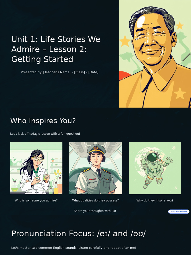 Life Stories We Admire: Lesson 2 | PDF | Subject (Grammar) | English ...