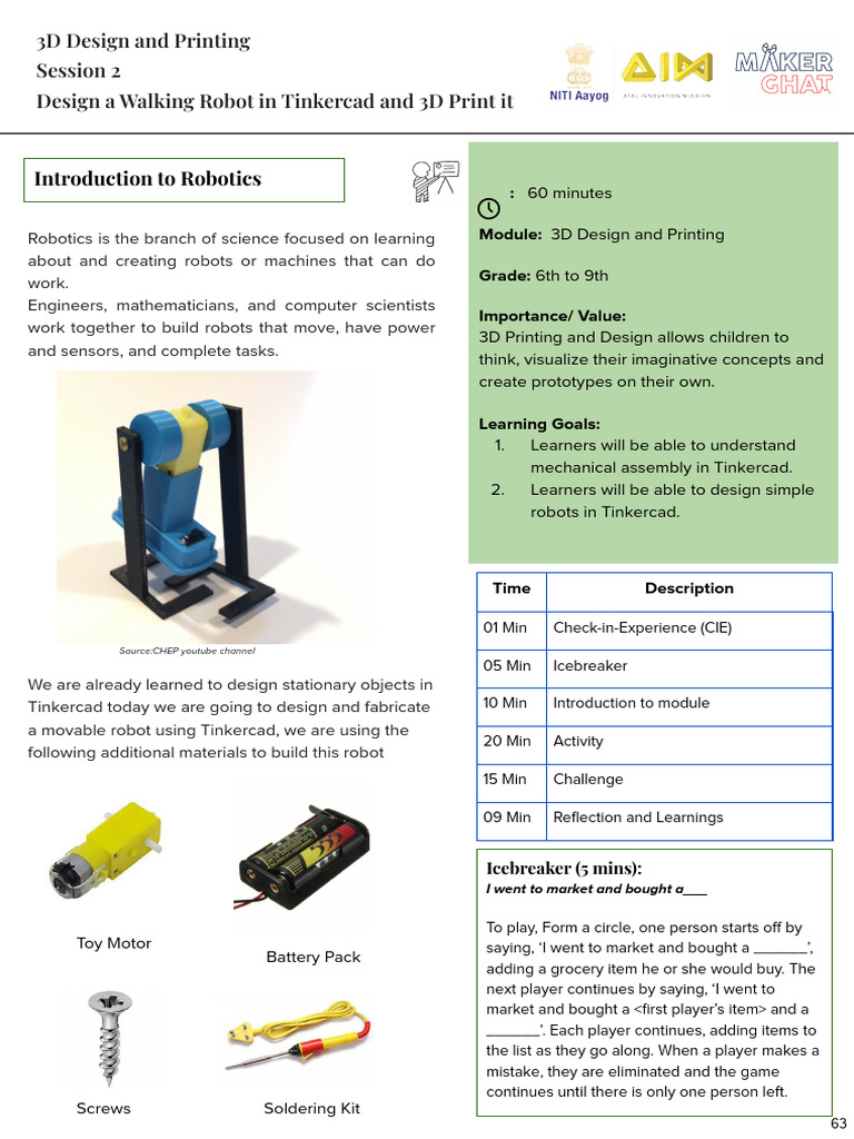 Design a Walking Robot in Tinkercad | PDF | 3 D Printing | Robot
