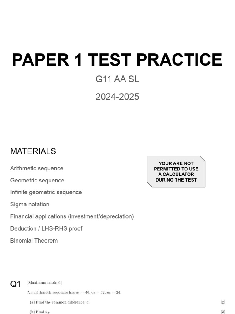 Paper 1 Test Practice (Students) | PDF