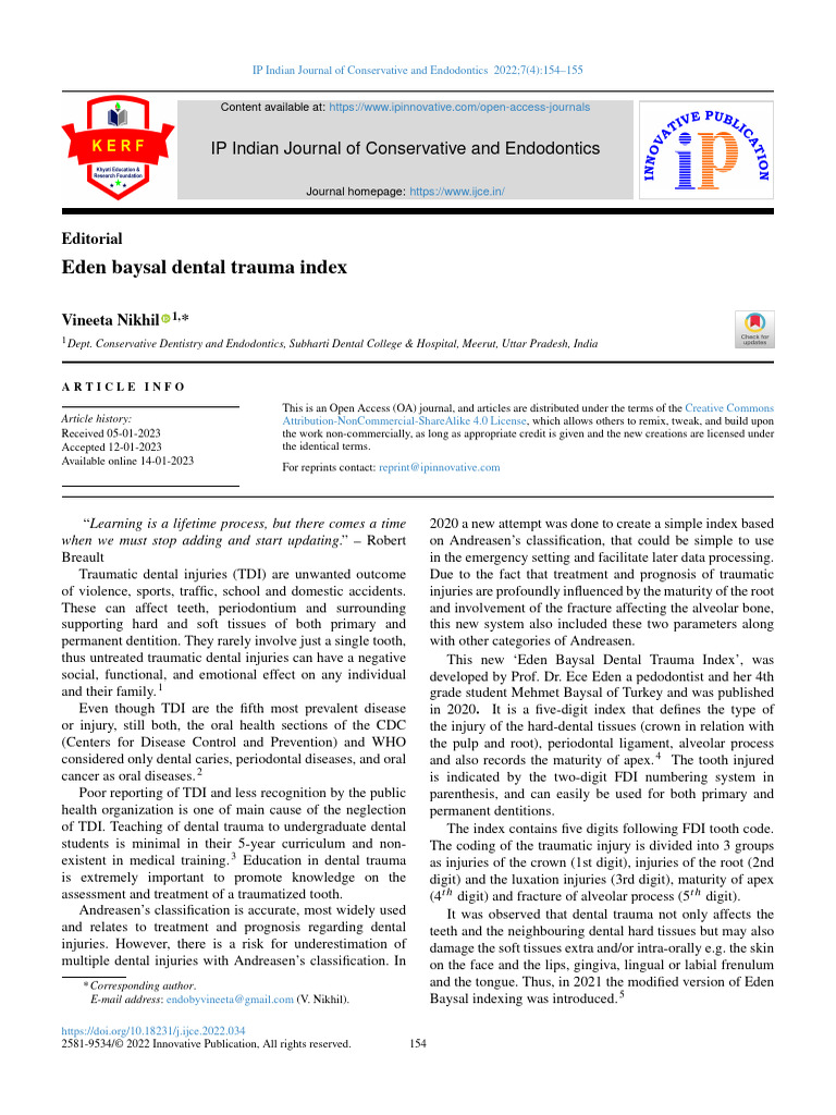 Trauma Index Para Clasificar | PDF | Human Tooth | Mouth