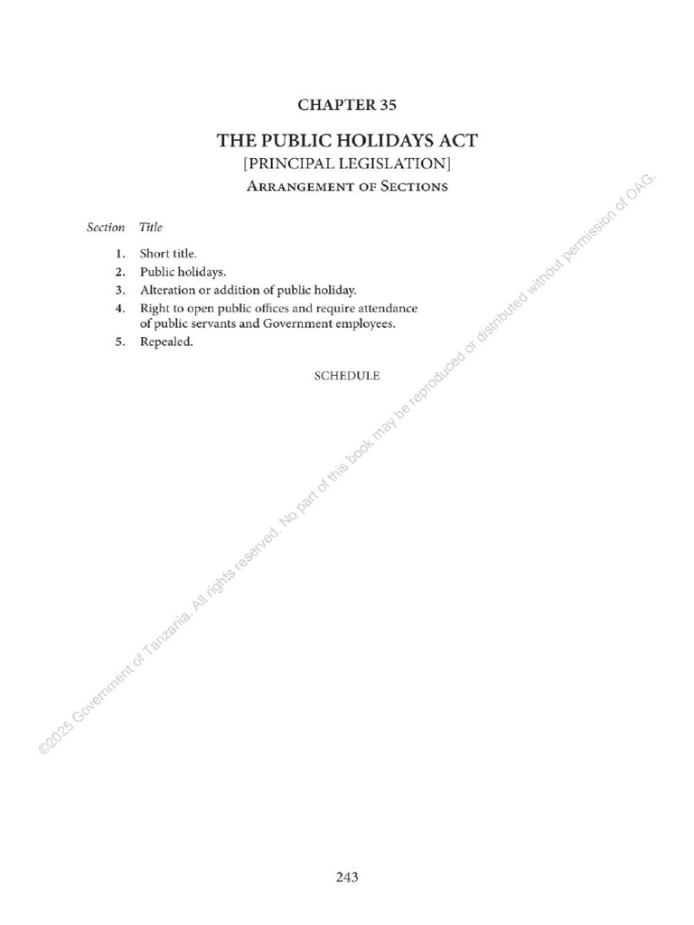 The Public Holidays Act | PDF