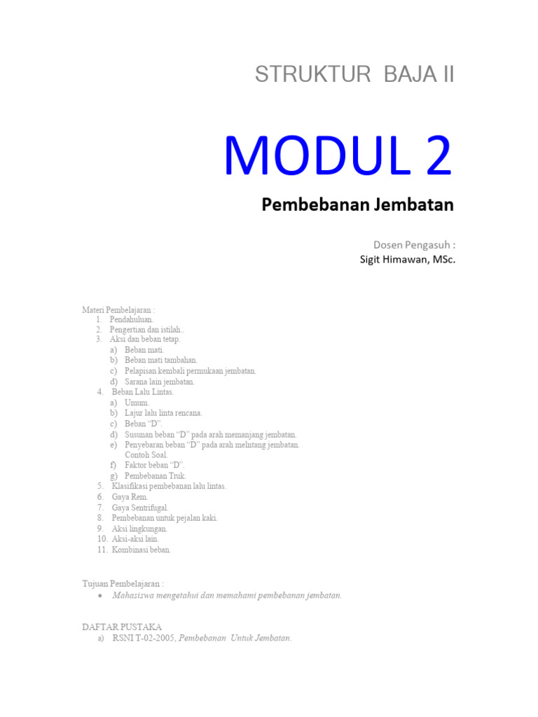 modul-2-pembebanan-jembatan-baja-r1 | PDF