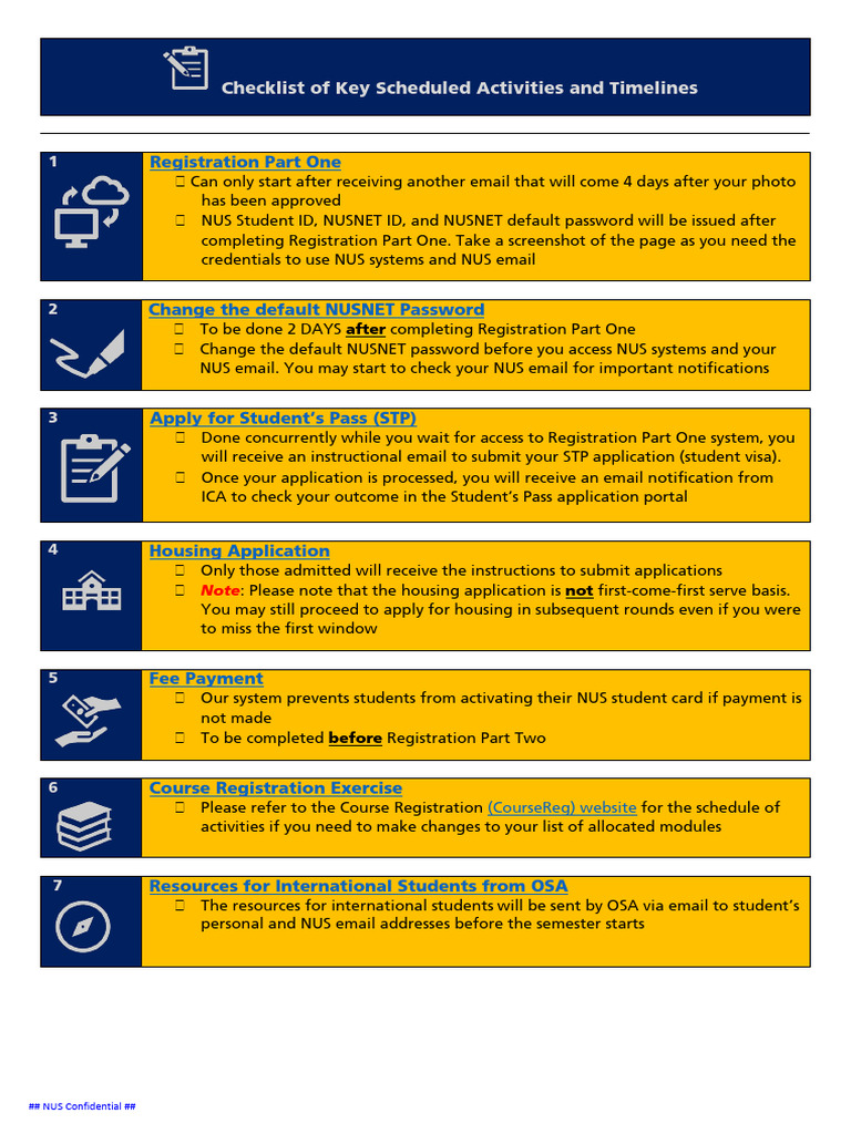 Checklist To Complete Registration Process With NUS As NG Student | PDF