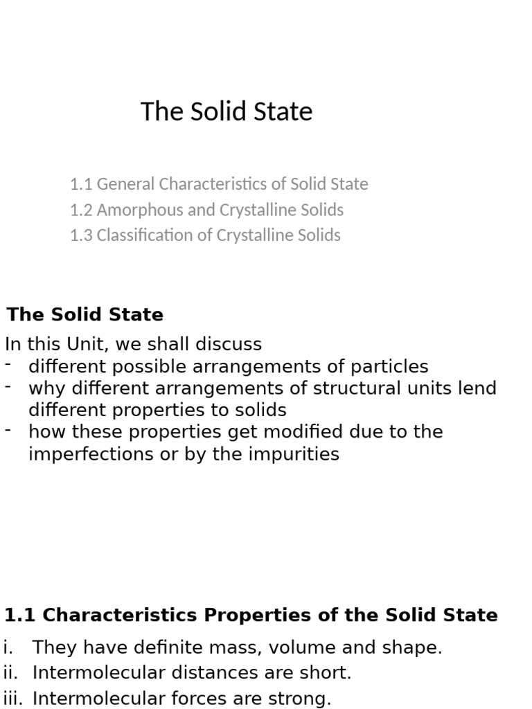 Neral Characteristics of Solid State | PDF | Crystal | Solid