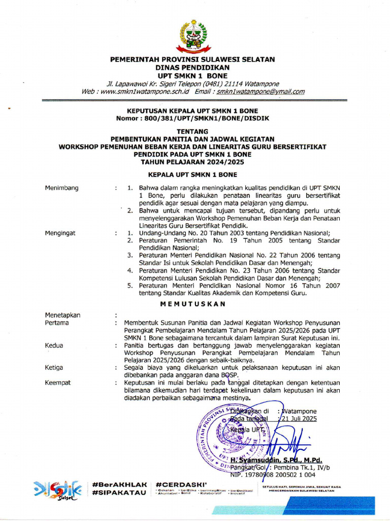 SK Workshop Pembelajaran Mendalam 2025 | PDF