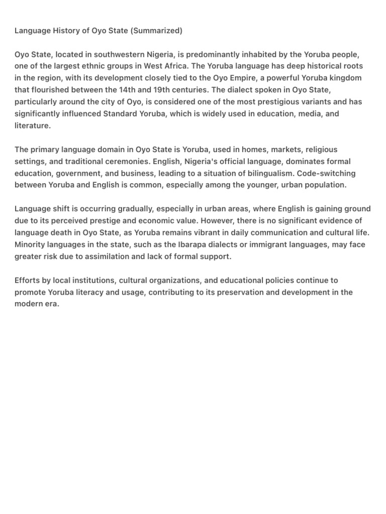 Language Dynamics in Oyo State | PDF
