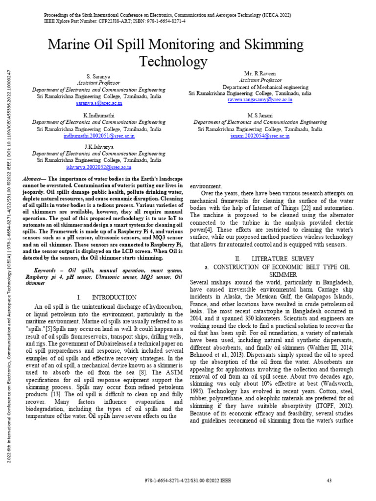 Automated IoT Oil Skimmer System | PDF