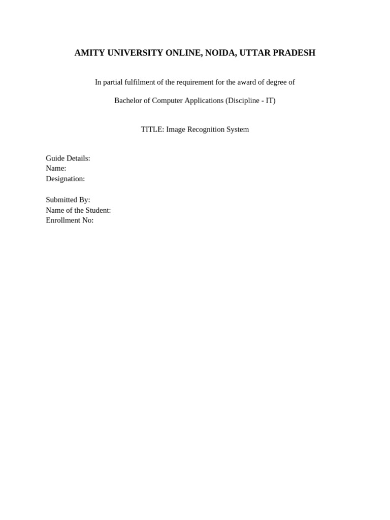 Image Recognition System Project Report | PDF
