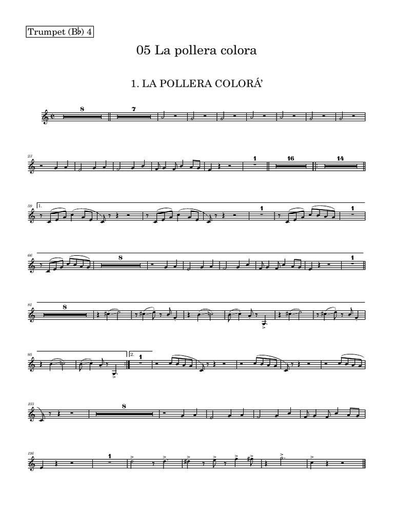 14 - Trumpet (Bb) 4 - 05 La Pollera Colora - 05 La Pollera Colora | PDF