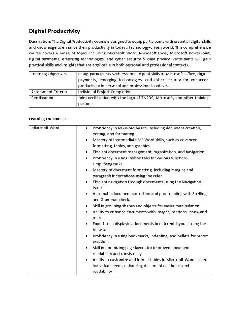 Digital Skills (Microsoft) | PDF | Microsoft Excel | Microsoft Word