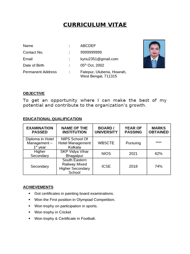 Sample CV | PDF