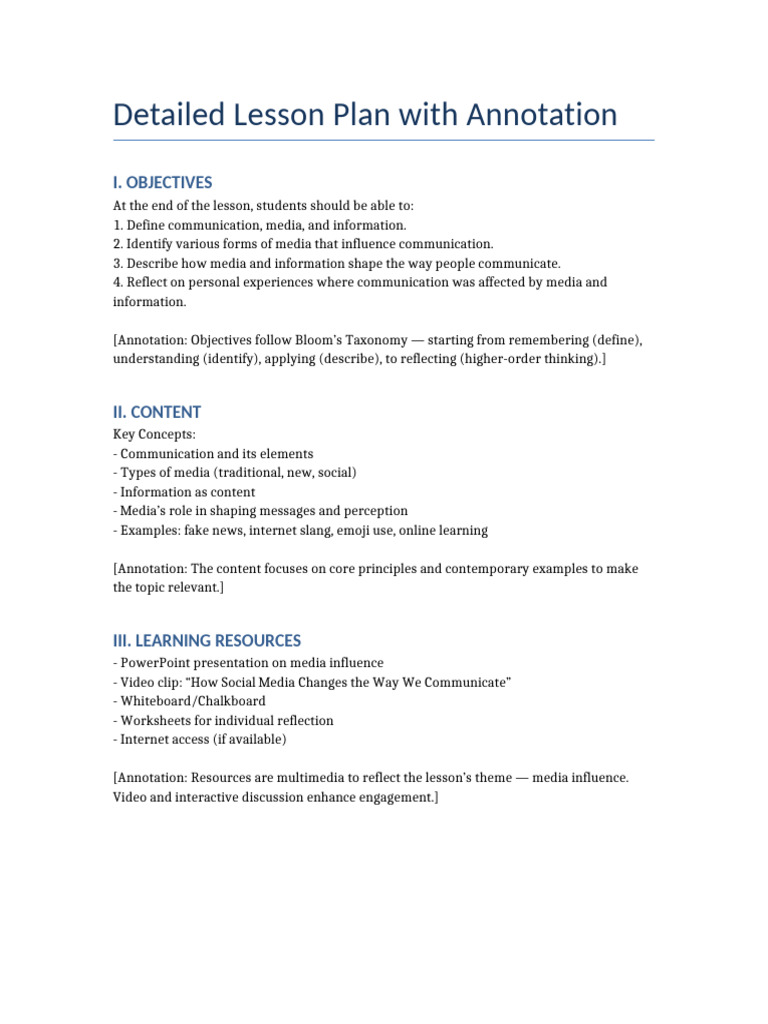 Lesson Plan With Learning Across Curriculum | PDF | Communication ...