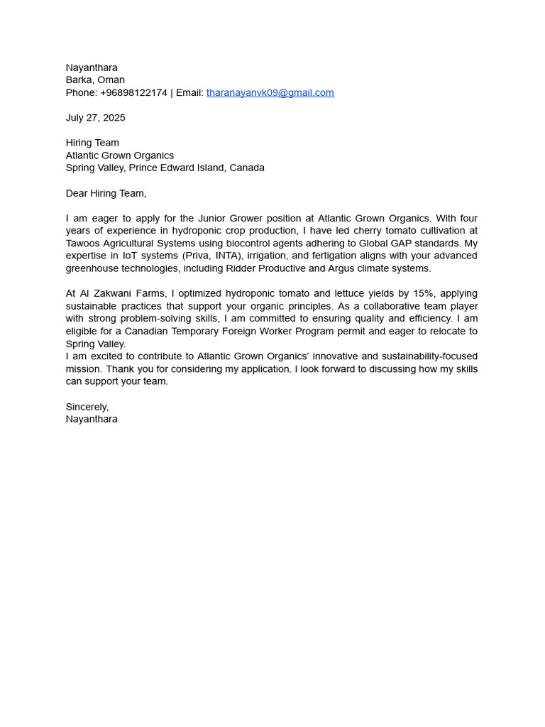 Atlanta Cover Letter | PDF
