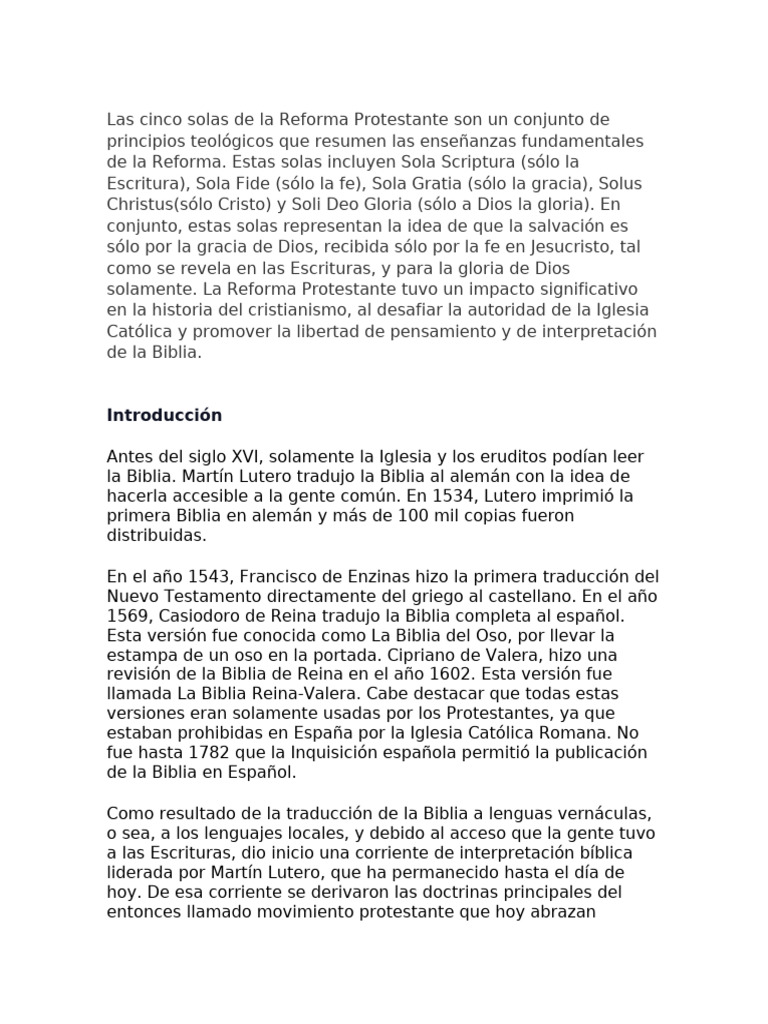 Las Cinco Solas de la Reforma Protestante | PDF | Biblia | Sola Fide