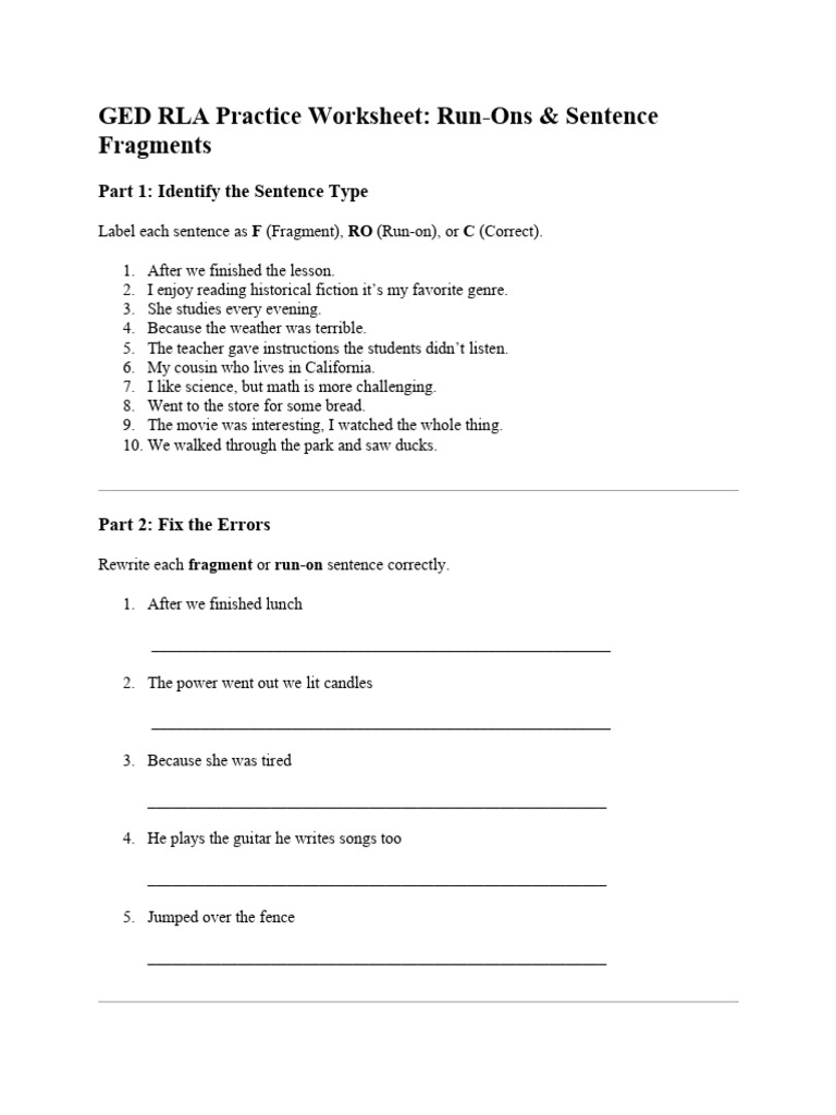 Run-Ons and Sentence Fragments | PDF