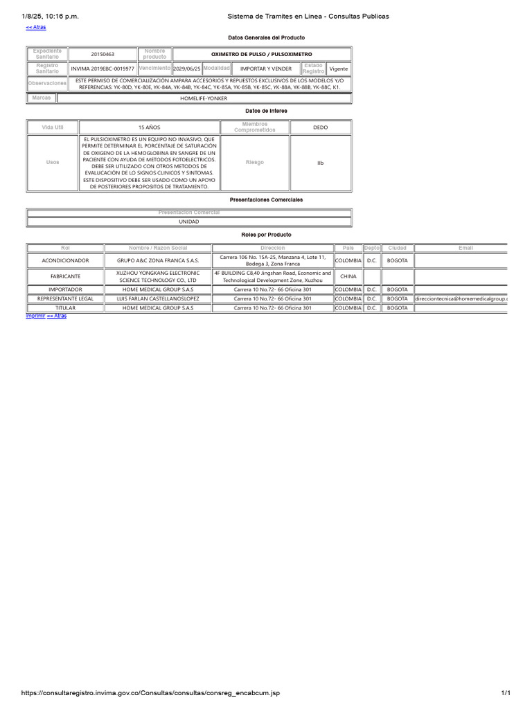 Invima Pulsoximetro | PDF