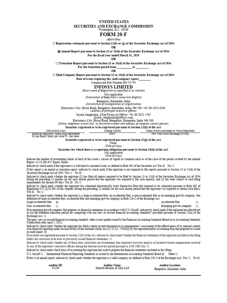 Infosys Annual Report FY2025 | PDF | Securities (Finance) | Risk