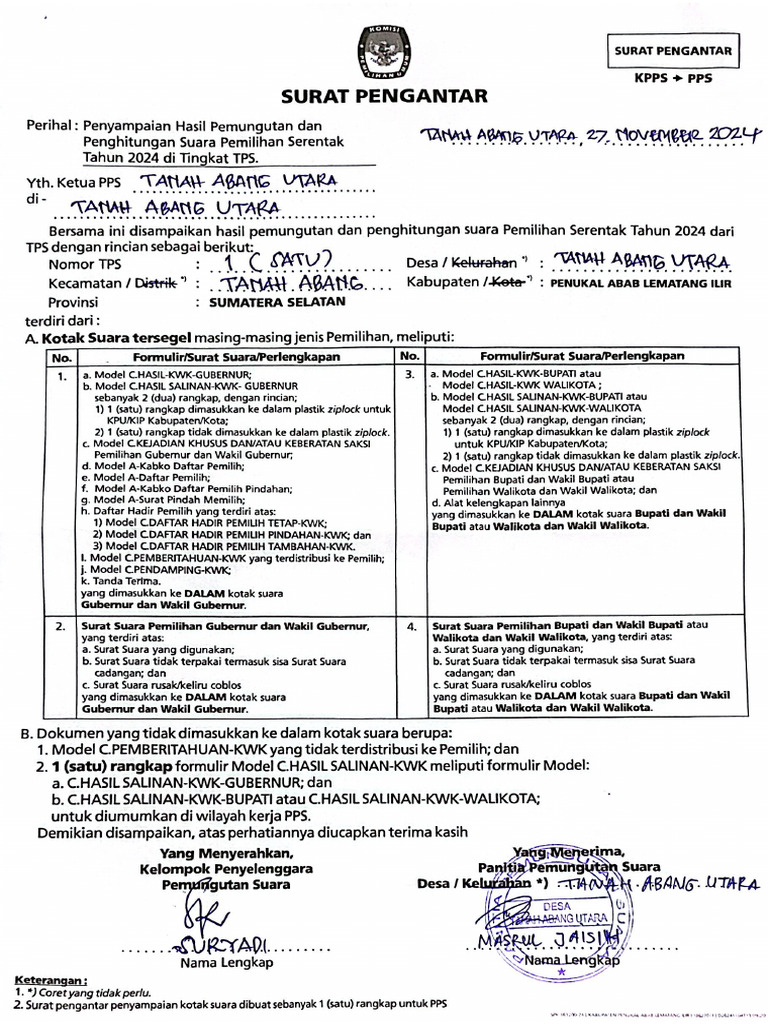 Surat Pengantar kpps-pps (1) | PDF