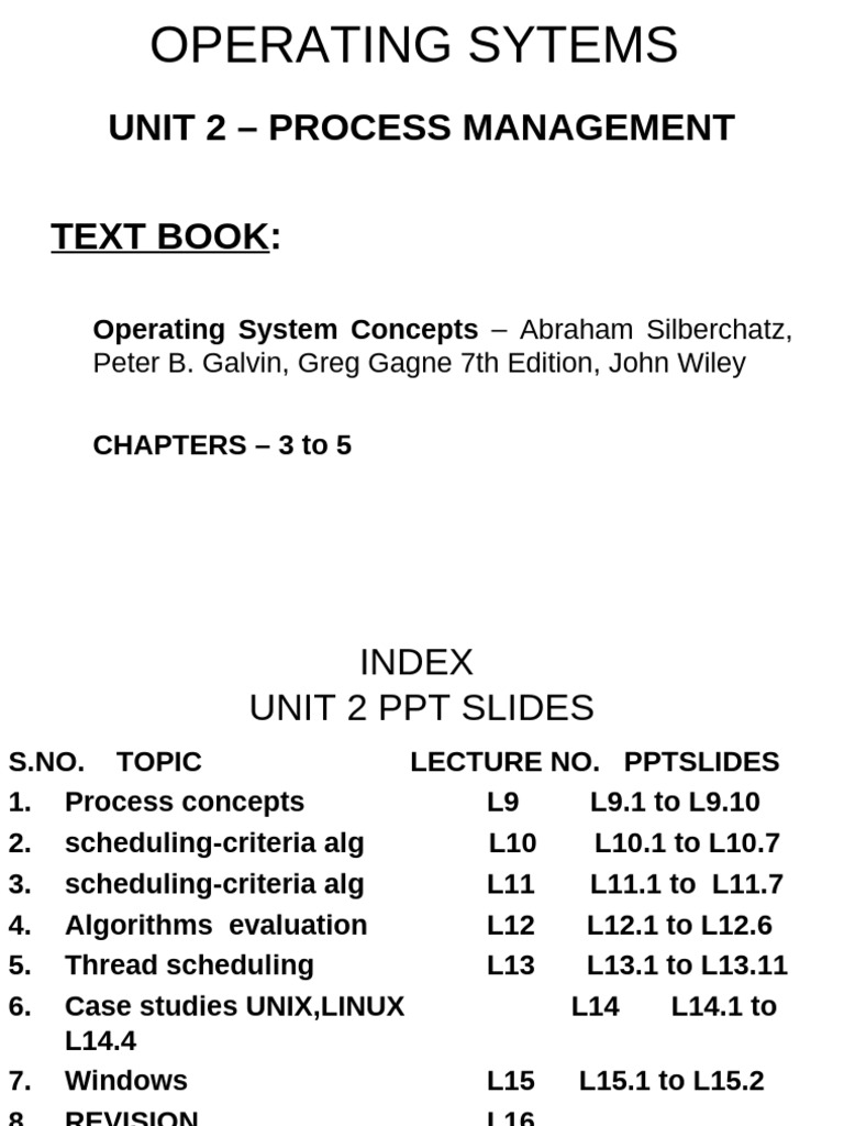 OSC - Unit 2 - Process Scheduling | PDF | Scheduling (Computing) | Process (Computing)