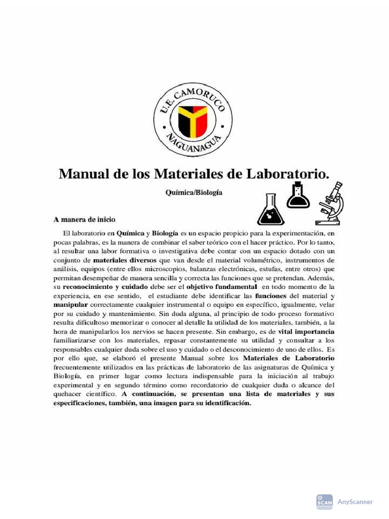 Manual de Los Materiales de Laboratorio. Camoruco | PDF