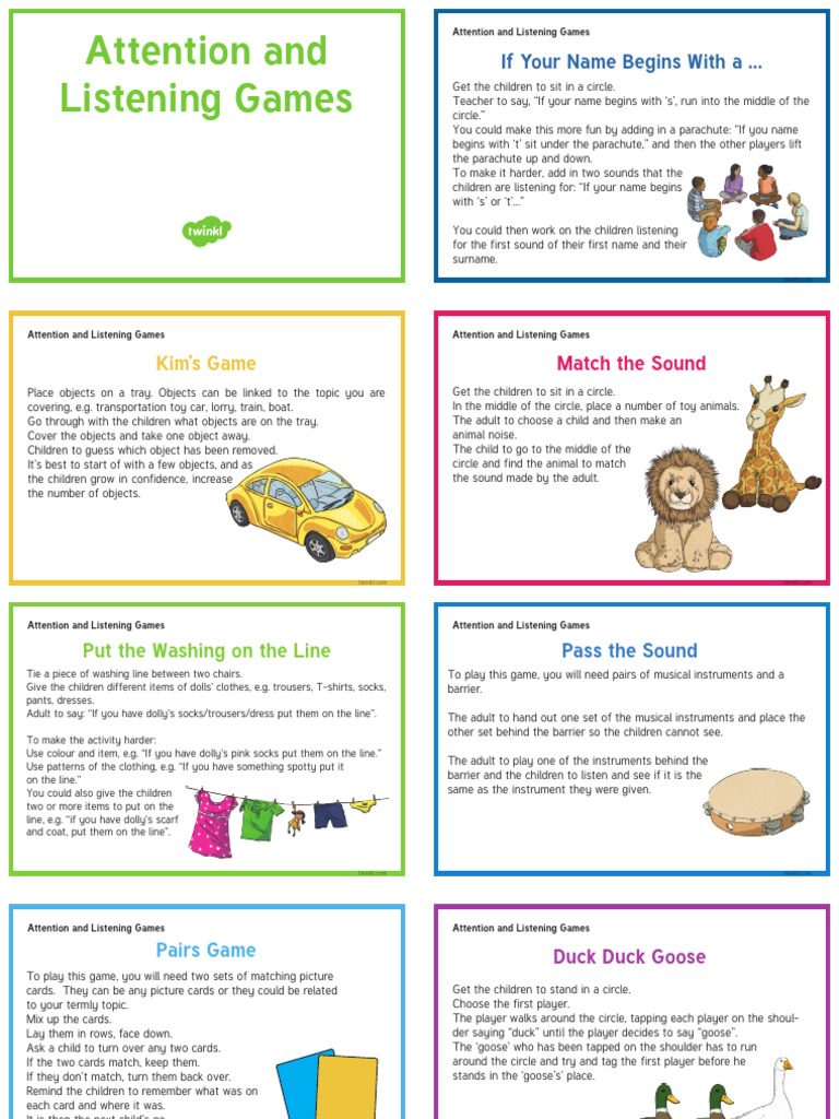 Attention and Listening Games Set 2 Cards | PDF | Fashion | Clothing