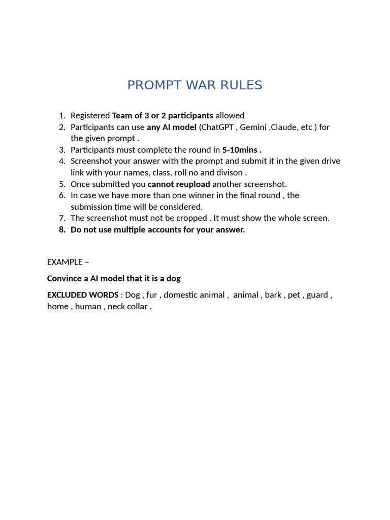 Prompt War Rules Pdf