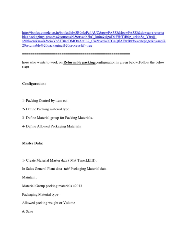 Returnable Packing | PDF | Packaging And Labeling | Inventory