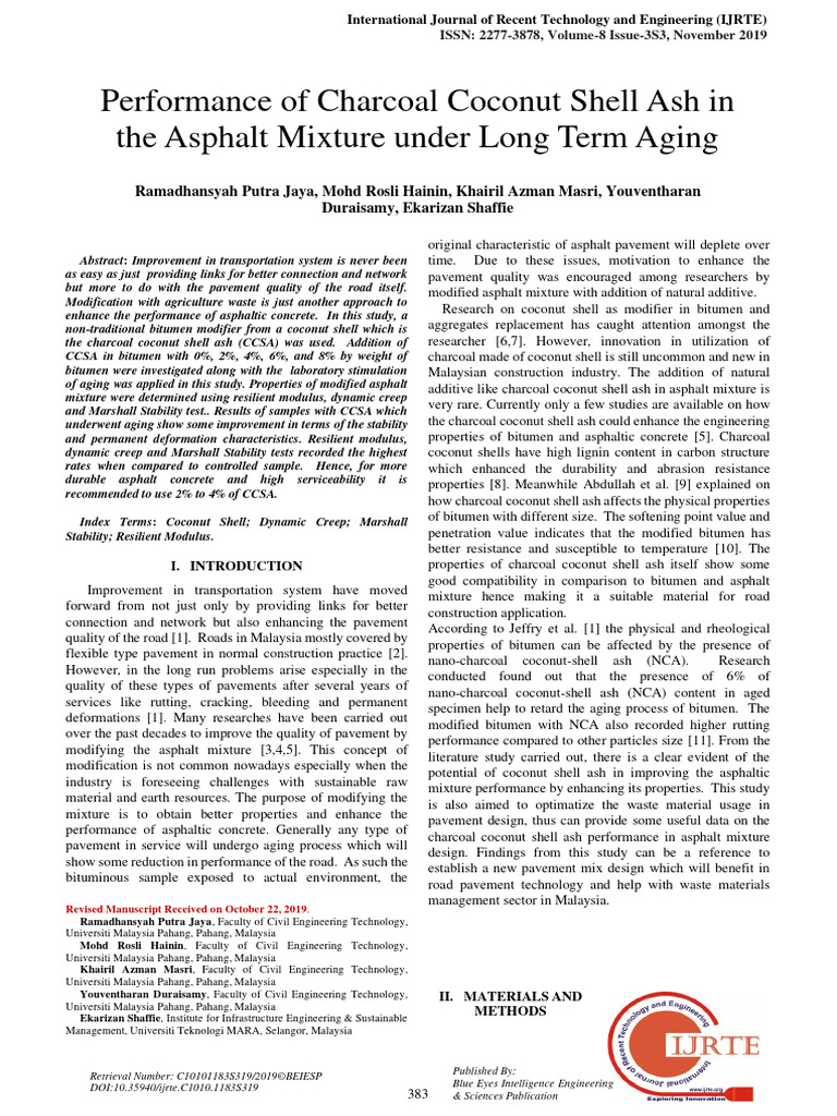 Enhancing Asphalt with Coconut Shell Ash | PDF | Creep (Deformation ...