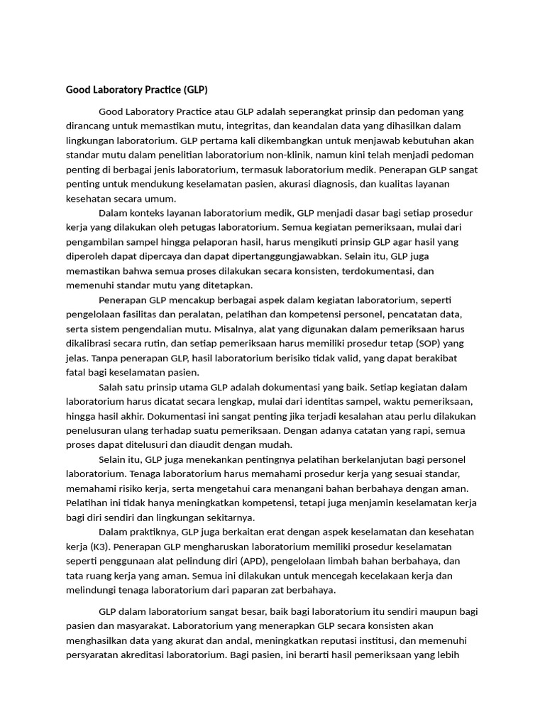 Good Laboratory Practice | PDF