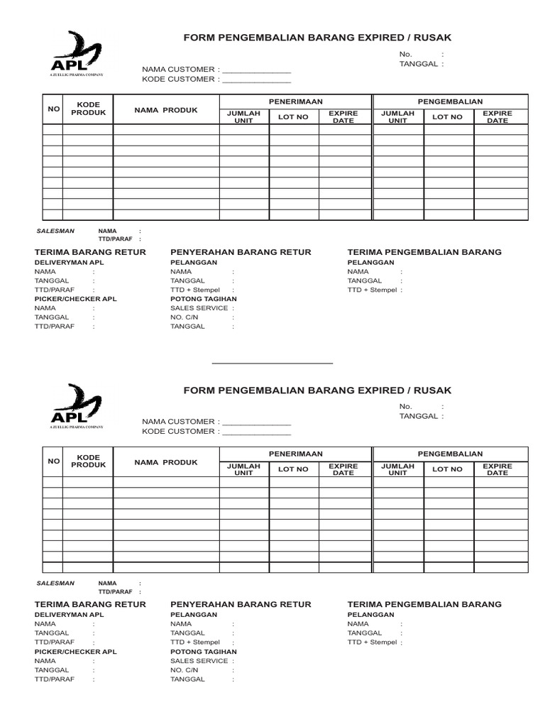 Formulir Retur Barang Expired/Rusak | PDF