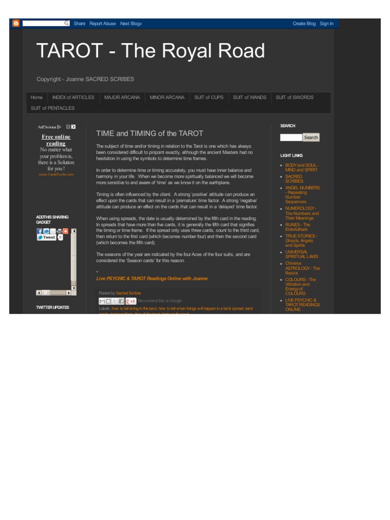 Time and Timing of The Tarot | PDF | Tarot | Major Arcana