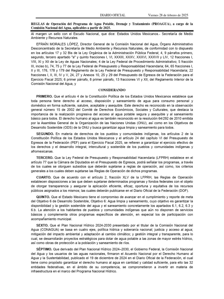 Reglas_de_Operaci_n_Proagua_2025 | PDF | Alcantarillado | Agua