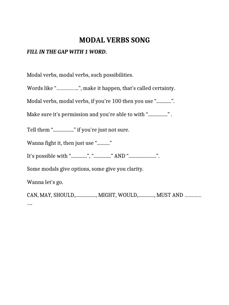 Modal Verbs Songs | PDF
