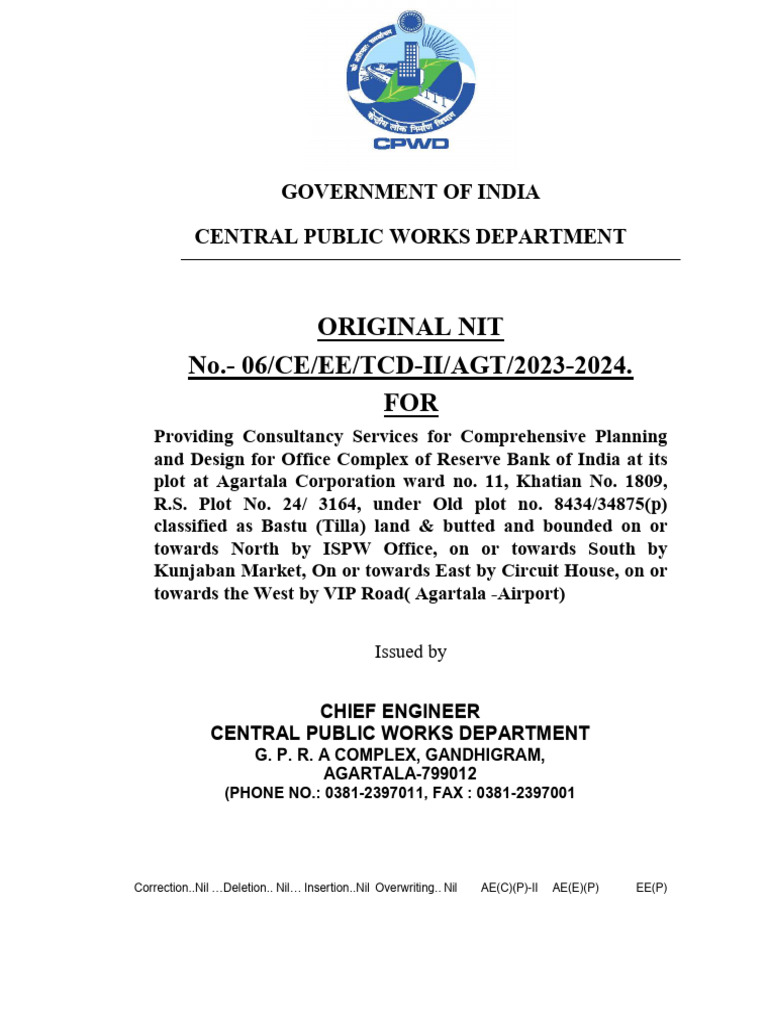 Rbi CPWD Tender SAMPLE | PDF | Cheque | Specification (Technical Standard)