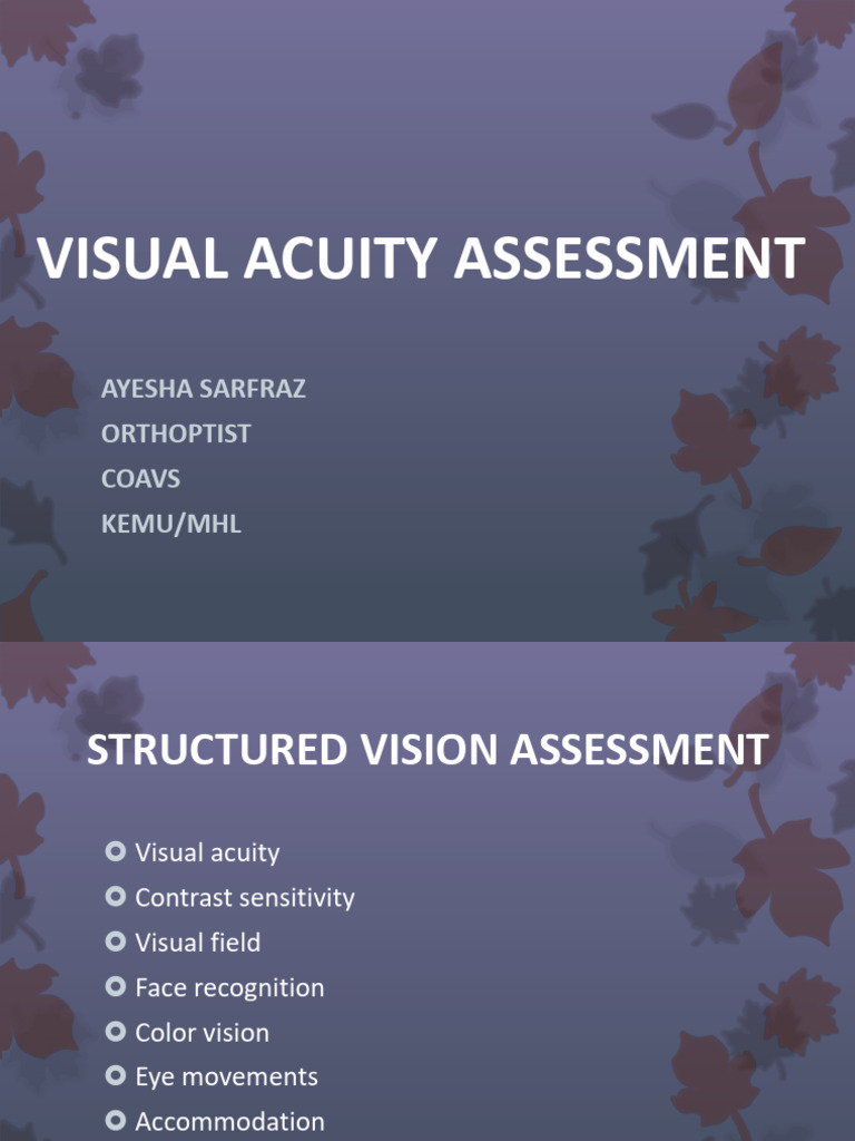Visual Acuity Assessment | PDF | Visual Acuity | Visual System