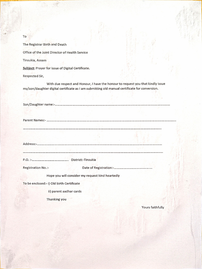 Proforma For Birth Cert | PDF