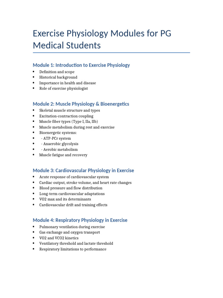 Exercise Physiology Modules | PDF | Skeletal Muscle | Physiology