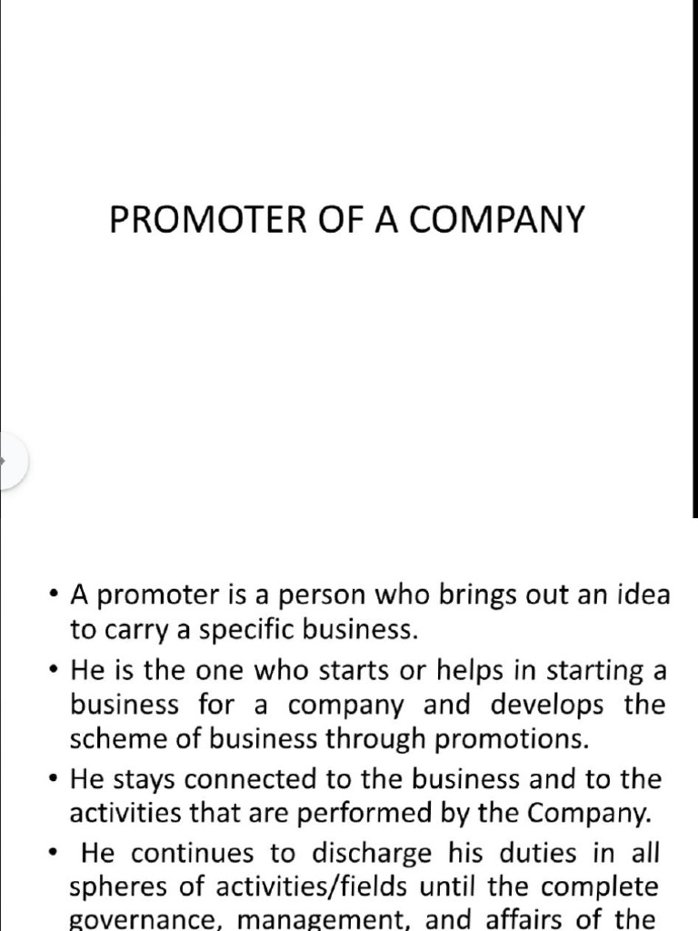 Definition and Role of Company Promoters | PDF | Corporations | Civil ...