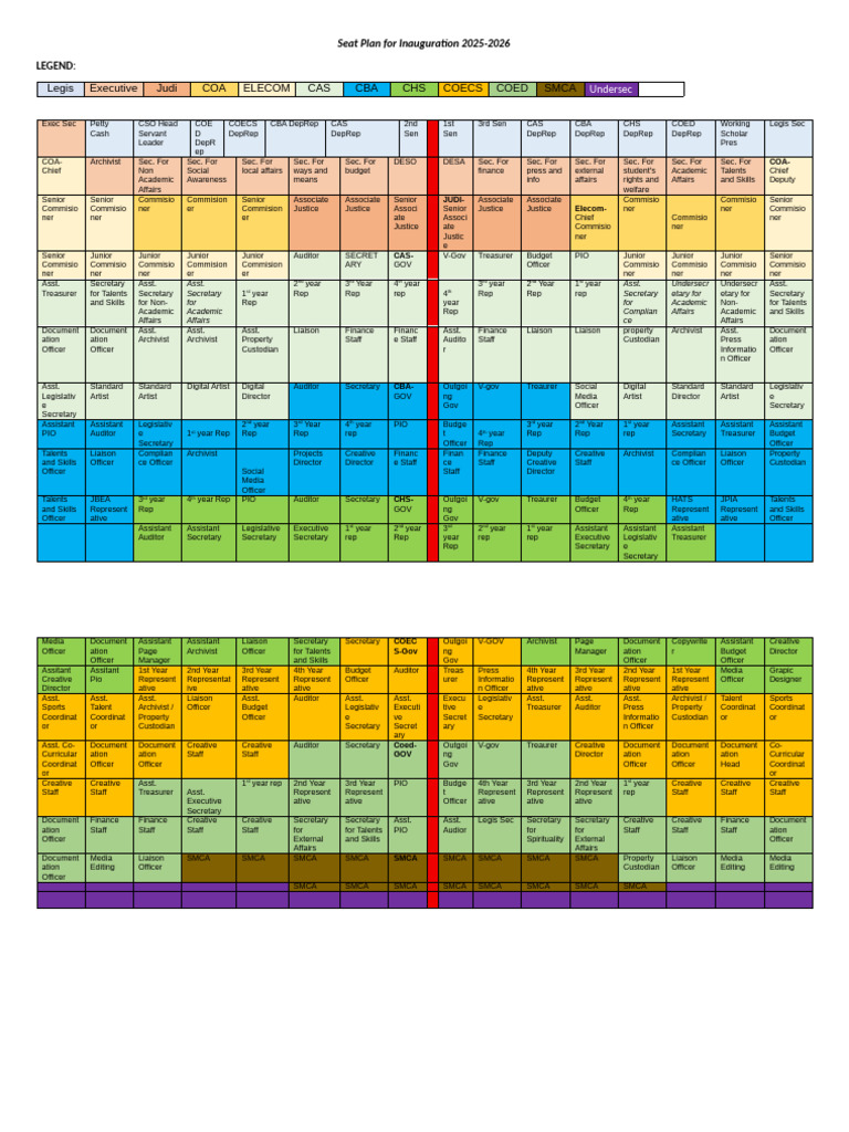 Inauguration Seat Plan 2025-2026 | PDF