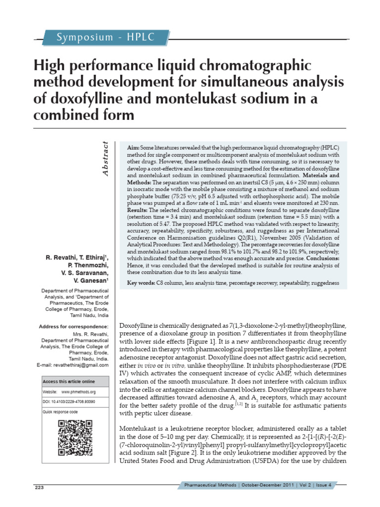 High Performance Liquid Chromatographic Method Dev | PDF | High ...