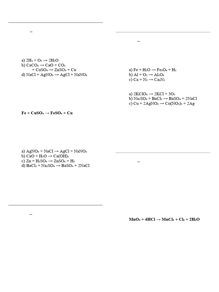 Chemical Reactions and Equations Quiz | PDF | Chemical Reactions | Redox
