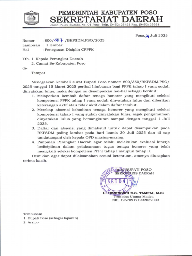 Surat Penegasan Disiplin CPPPK | PDF