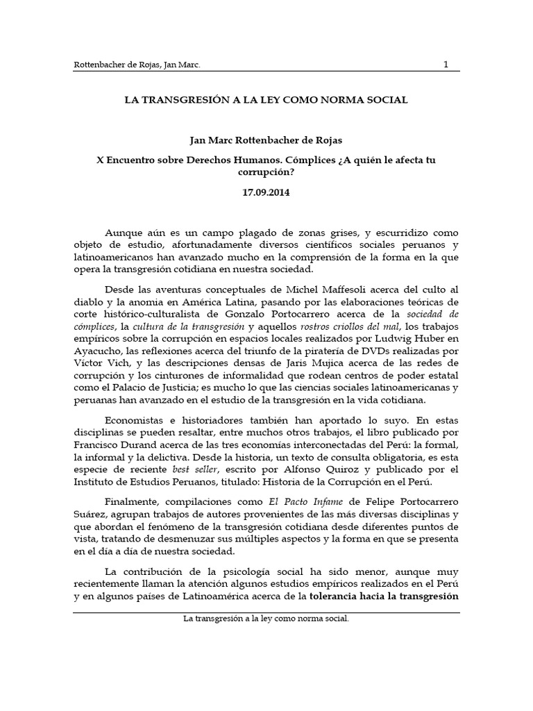 Transgresión a la Ley como Norma Social | PDF | Comportamiento ...