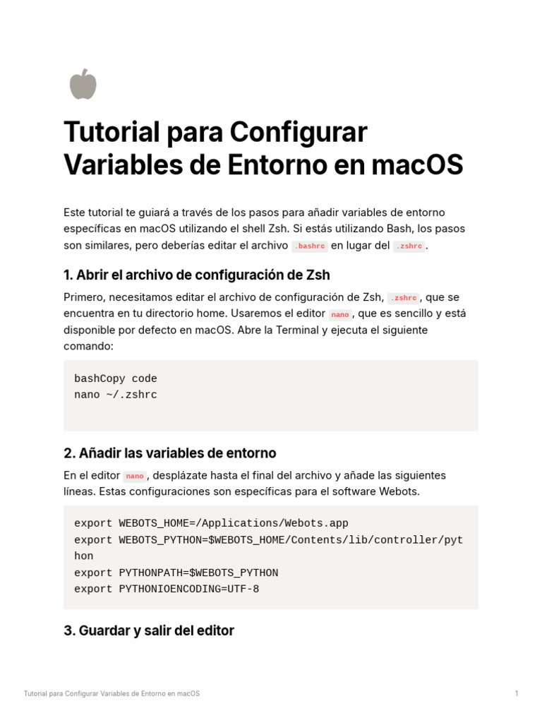 Tutorial Variables de Entorno Mac-1 | PDF | Mac OS | Python (lenguaje de programación)