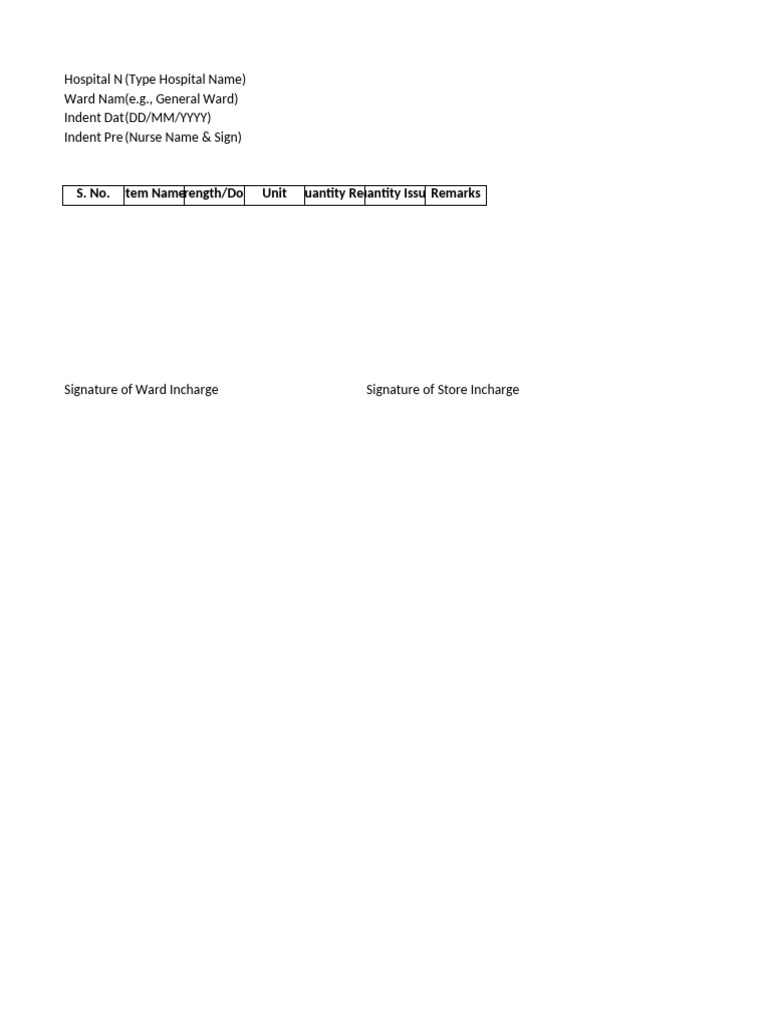 Medical Indent Format | PDF
